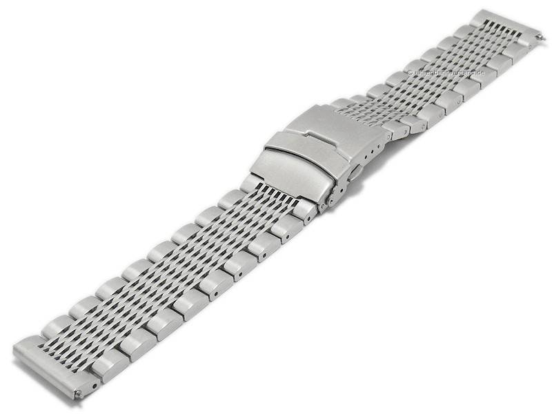 Watch strap AcKMB031 22mm silver stainless steel solid partly polished ...