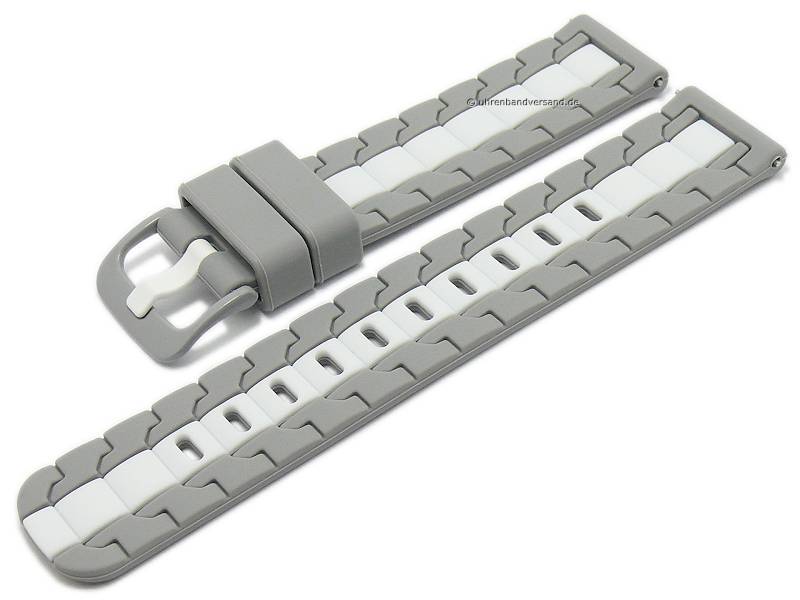 Watch strap CsKB05 22mm grey/white silicone with easy click spring bars
