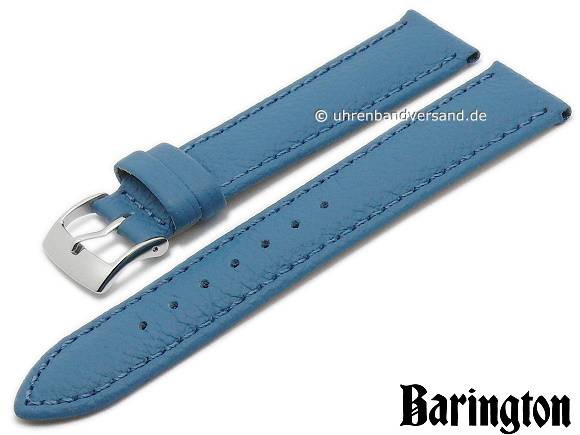 Watch strap Fancy Classic 18mm light blue leather grained matt stitched ...