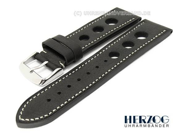 Watch band 22mm black Herzog racing-look