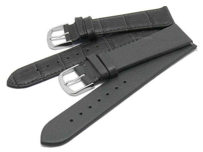 EASY-CHANGE watch strap set 2pcs CLASSIC DUO 16mm dark grey leather by ...