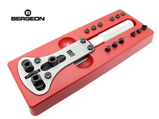 Watch case opener GOLD for screwed in watch case backs inc. wooden box