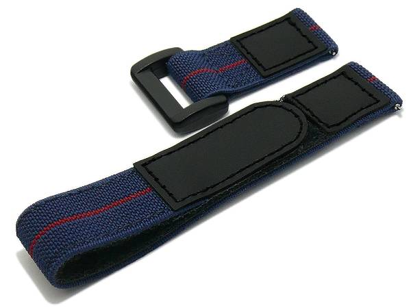 Watch strap ScKB92 20mm blue/black nylon red stripe easy change spring ...