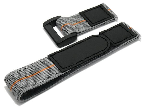 Watch strap ScKB92 20mm grey/black nylon orange stripe easy change ...