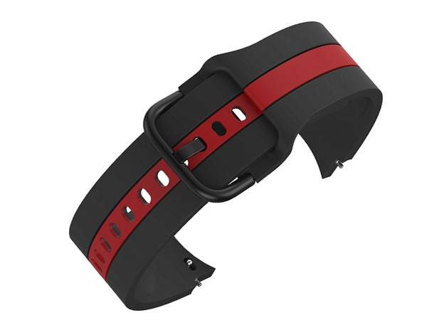 Watch strap ScKB81 20mm black silicone red stripe curved ends EASY ...