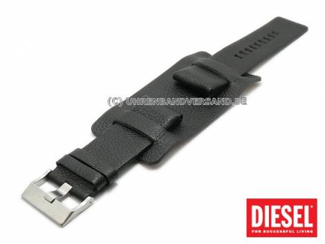 Replacement watch strap DIESEL 28mm black grained with leather pad