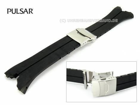 Replacement watch strap PULSAR PF3751 black silicone with clasp