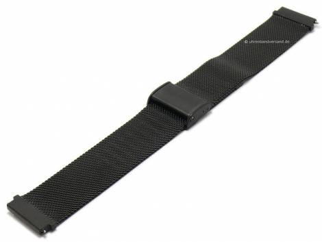 Watch strap ScMB46 19mm black mesh matt fine structure sliding clasp ...
