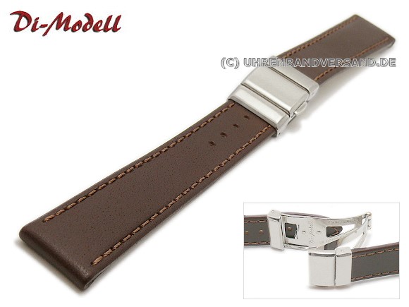 Watch band 18mm dark brown by Di-Modell "Oregon FS" Smooth Surface ...