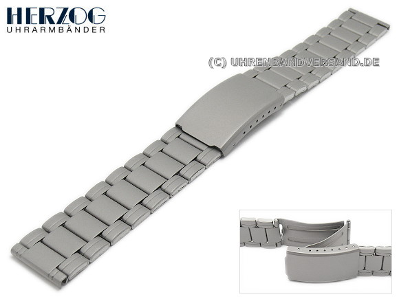 Watch band titanium 18mm folded matt finish with clasp by Herzog