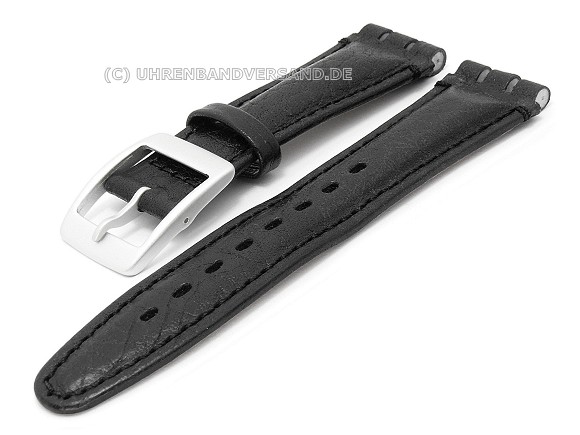 Watch band Swatch 19mm black grained surface matt
