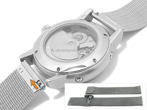 Watch strap Estia 18mm anthracite stainless steel mesh easy change ...