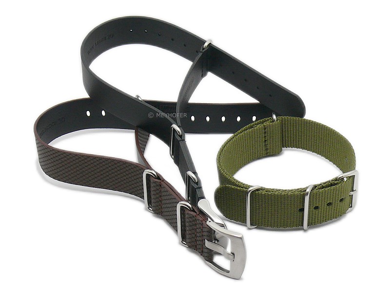 Watch strap set 3pcs NATO EXPLORER TRIO 22mm dark brown/black/oliv ...