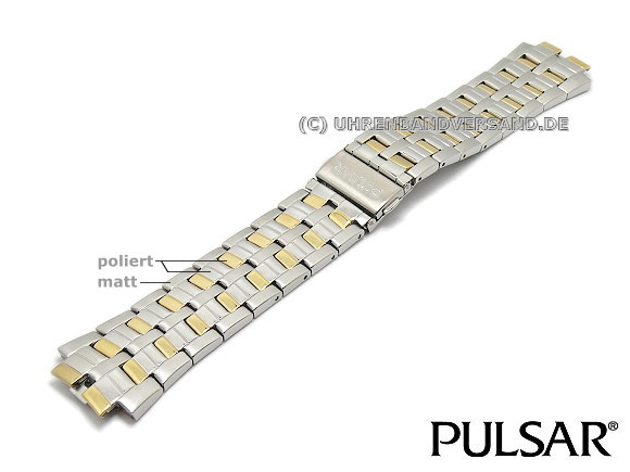 Replacement watch strap PULSAR PXDB24X9 stainless steel bicolor