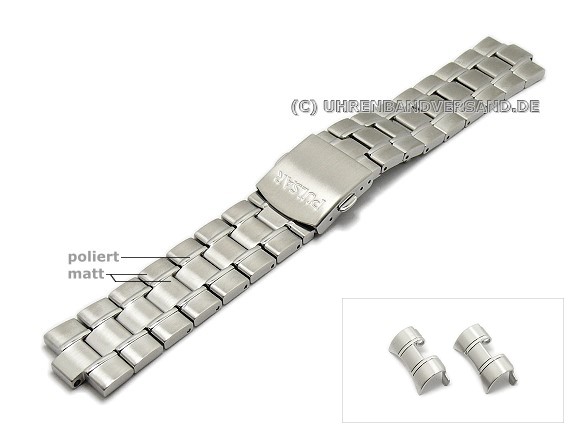 Replacement watch strap PULSAR PU2001 22mm stainless steel curved ends