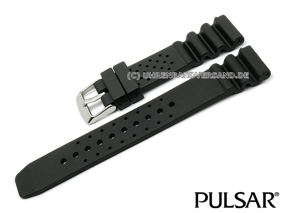 Replacement watch strap PULSAR 20mm black silicone for PF3949 etc.
