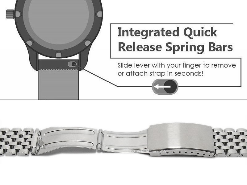 Watch strap ScMB56 19mm stainless steel solid polished with EASY-CLICK ...