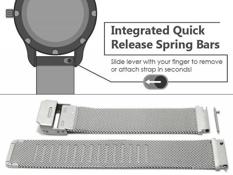 Watch strap ScMB46 19mm mesh matt fine structure sliding clasp with ...